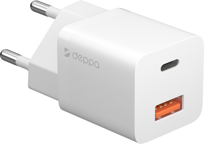 Купить Сетевое зарядное устройство Deppa USB-A + USB-C, GaN, PD, 20 Вт ...